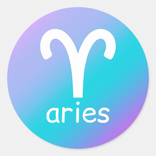 Aries Zodiac Blue Purple Horoscope Star Sign Classic Round Sticker | Zazzle