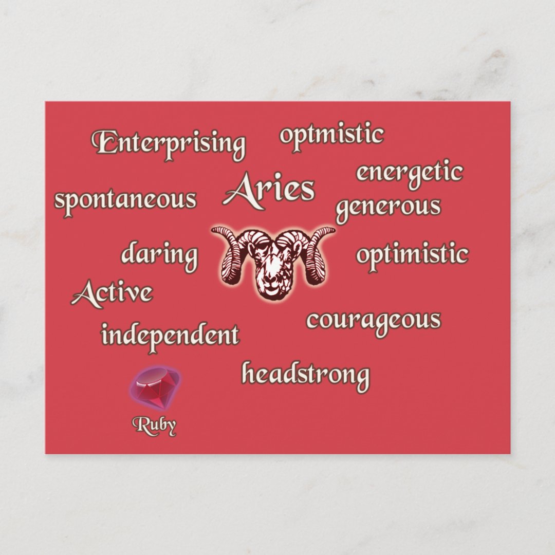 Aries zodiac characteristics postcard | Zazzle
