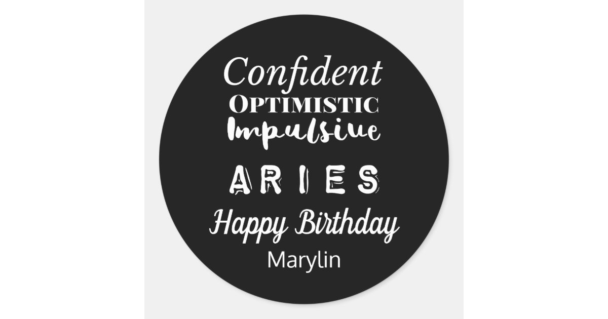 Aries Zodiac Fun Characteristics Birthday Classic Round Sticker | Zazzle
