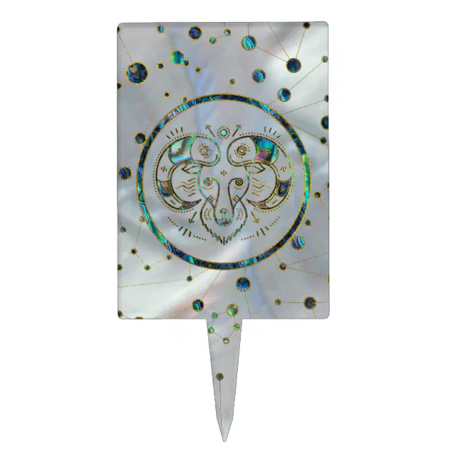 Aries Zodiac Gold Abalone on Constellation Cake Topper | Zazzle