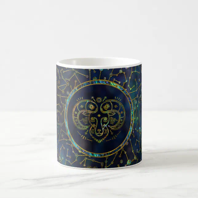 Aries Zodiac Gold Abalone on Constellation Coffee Mug | Zazzle