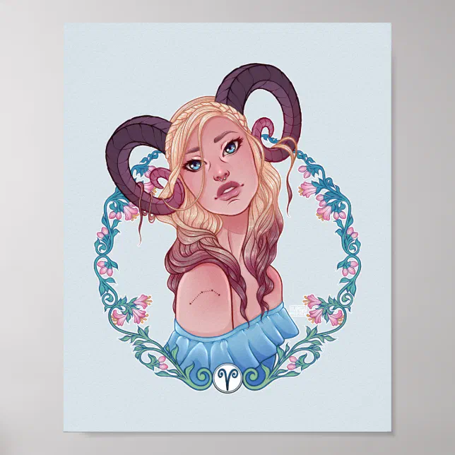 Aries Zodiac Portrait Art Print | Zazzle