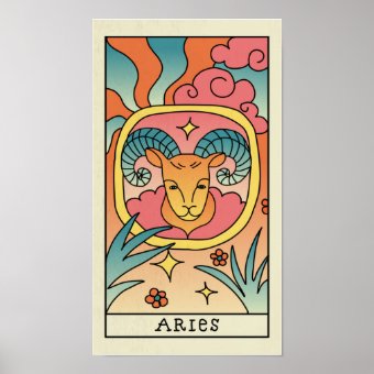 Aries Zodiac Sign Abstract Art Vintage Poster | Zazzle