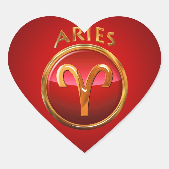Aries Zodiac Sign Heart Sticker | Zazzle.com