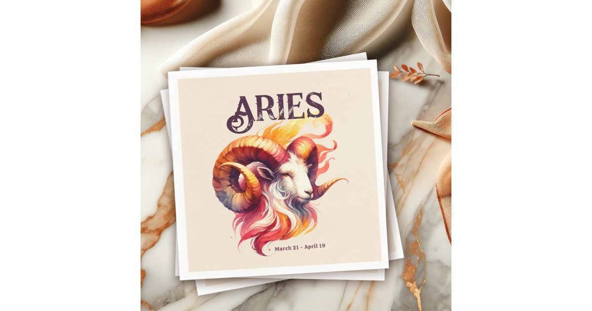 Aries Zodiac Themed Birthday Party Napkins | Zazzle