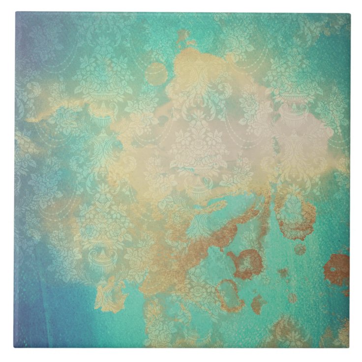 Aristotle blue-teal beige aged looking ceramic tile | Zazzle