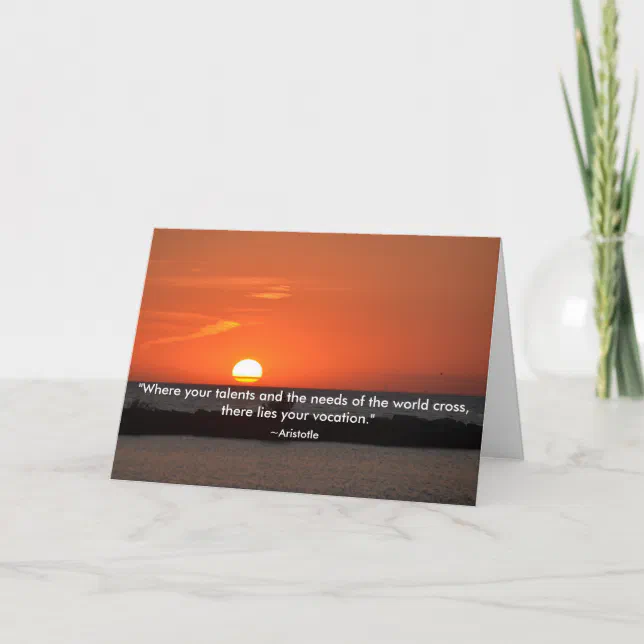 Aristotle Quote Sunset Graduation Card | Zazzle