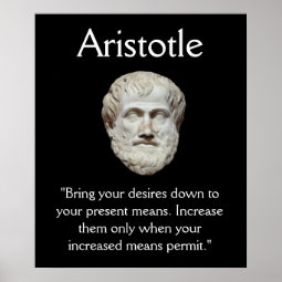 Aristotle - Self Control and Money Quote Poster | Zazzle