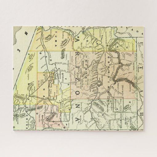 Arizona Antique Map Travel State & Cities Colorful Jigsaw Puzzle | Zazzle