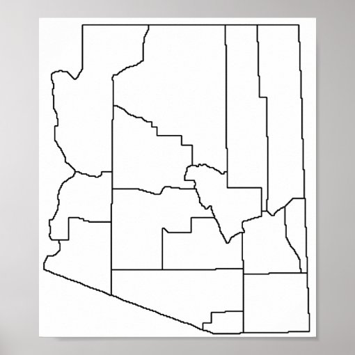 Arizona Counties Blank Outline Map Poster | Zazzle
