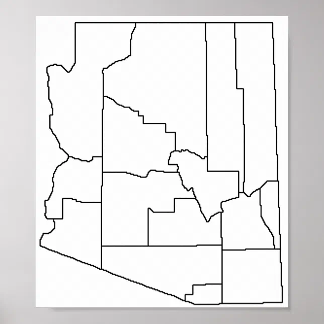 Arizona Counties Blank Outline Map Poster | Zazzle