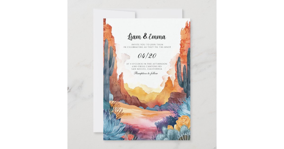 Arizona Desert Cactus landscape Wedding Invitation | Zazzle