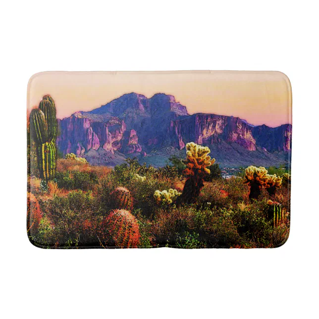 Arizona Desert Scenery Superstition Mountain Bath Mat | Zazzle