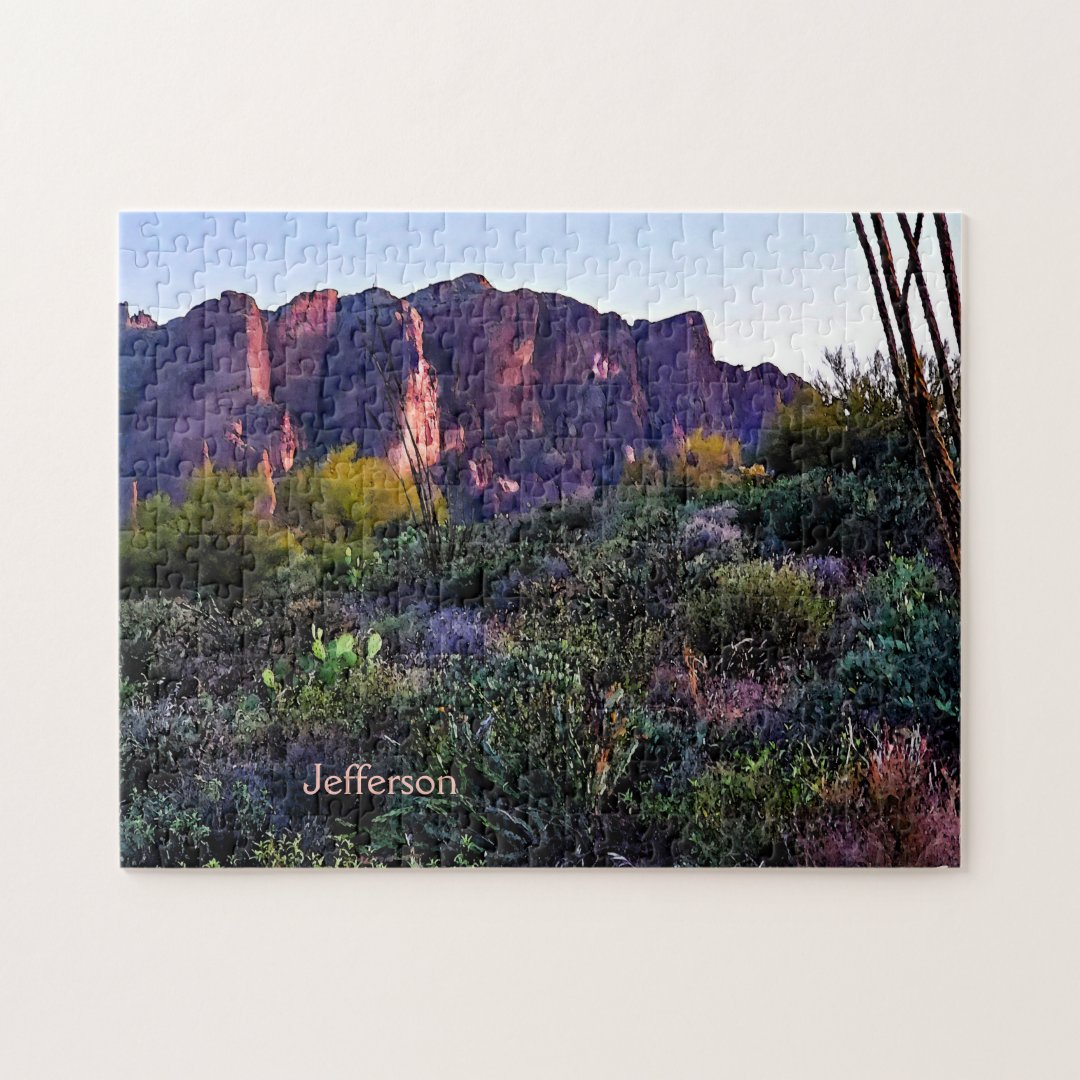Arizona Desert Superstition Mountain At Dusk Jigsaw Puzzle | Zazzle