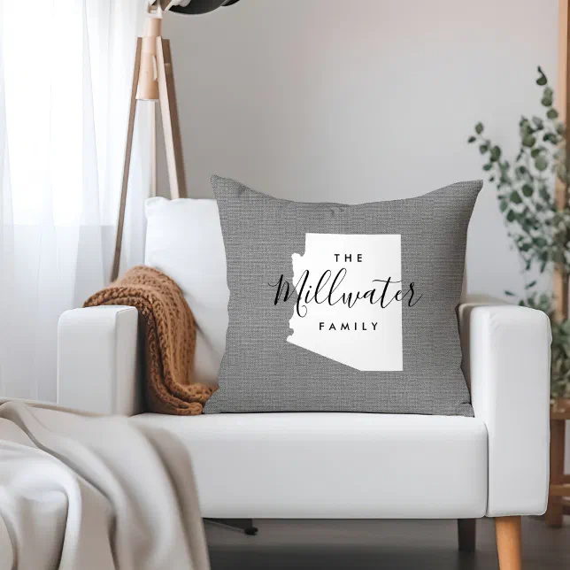 Arizona Family Monogram State Throw Pillow | Zazzle