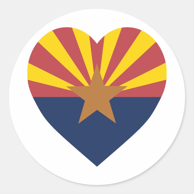 Arizona Flag Heart Classic Round Sticker | Zazzle