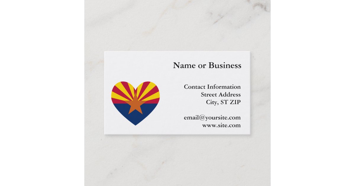 Arizona Flag Heart Shape Business Card | Zazzle