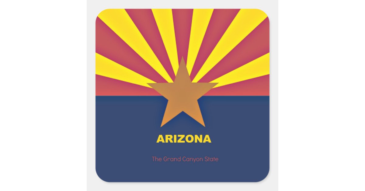Arizona Flag, labeled Square Sticker | Zazzle