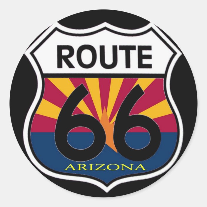 Arizona Flag Route 66 Shield Classic Round Sticker | Zazzle.com