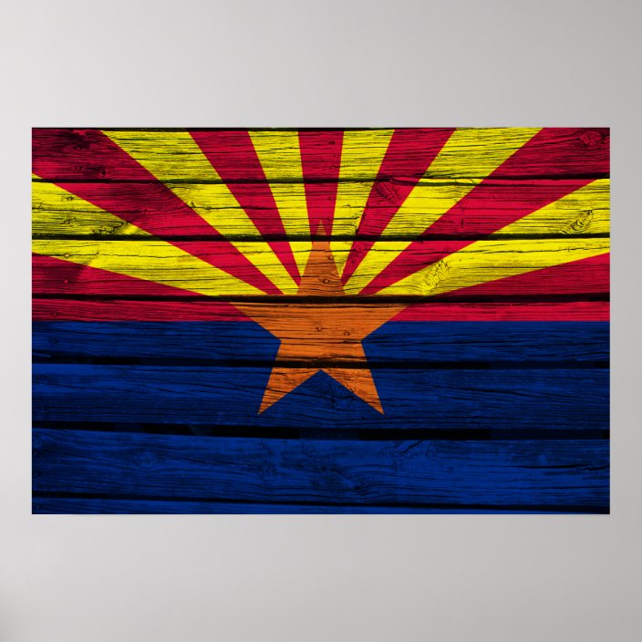 Arizona Flag Rustic Wood Poster | Zazzle.com