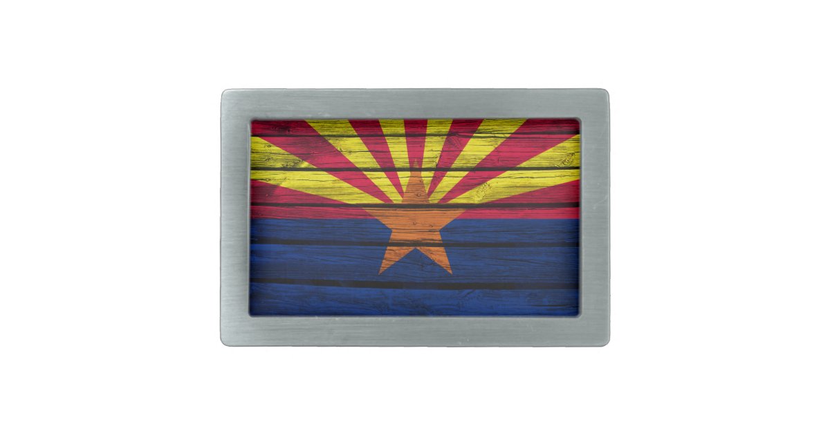 Arizona Flag Rustic Wood Rectangular Belt Buckle | Zazzle