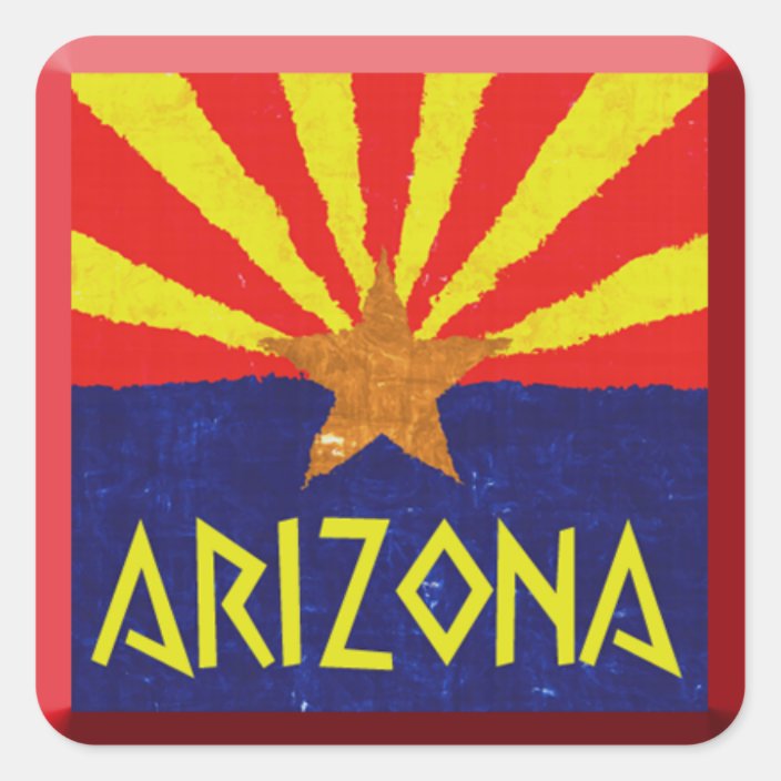 ARIZONA FLAG SQUARE STICKER | Zazzle.com