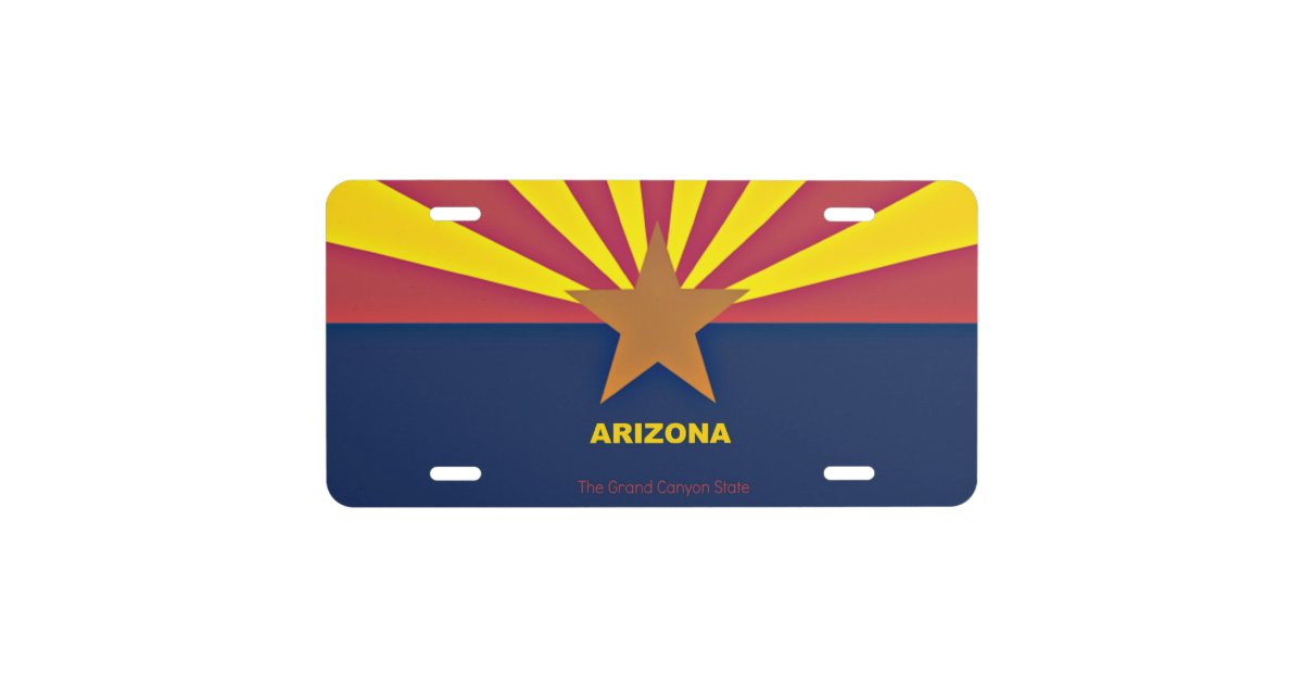 Arizona flag with slogan license plate | Zazzle