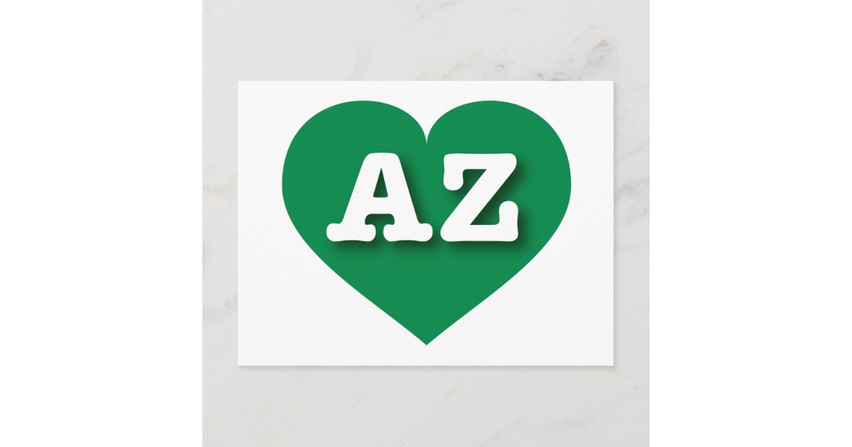 Arizona Green Heart - I love AZ Postcard | Zazzle