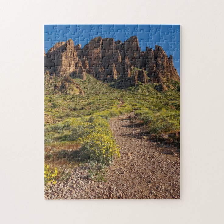 Arizona Hiking Trail Spring Superstition Mountain Jigsaw Puzzle | Zazzle