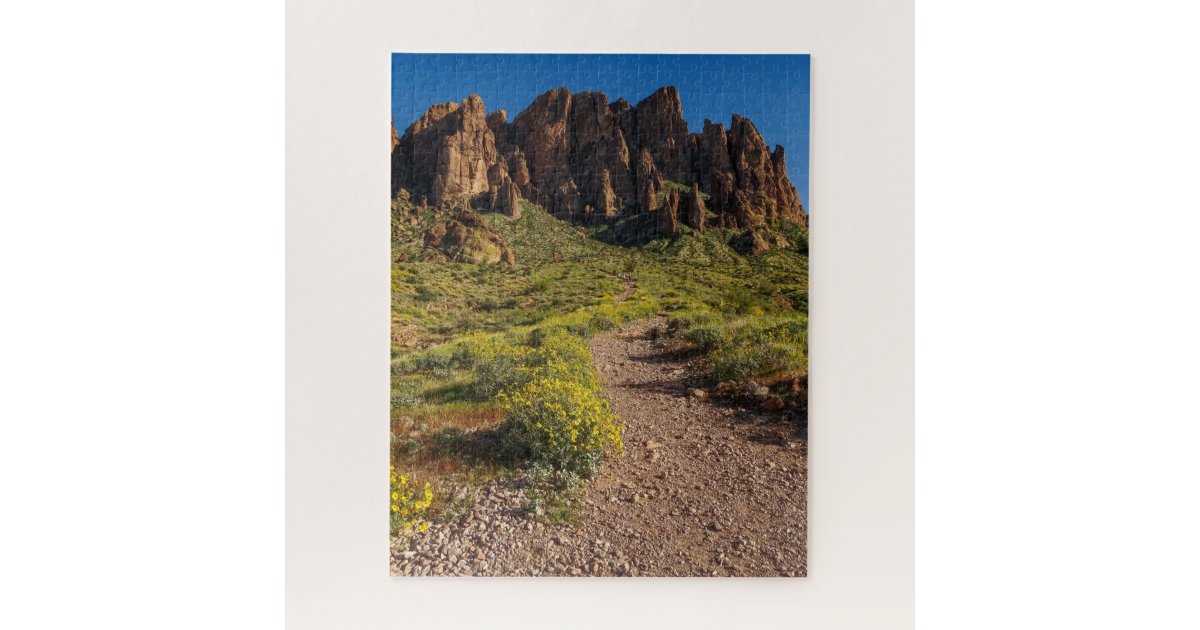 Arizona Hiking Trail Spring Superstition Mountain Jigsaw Puzzle | Zazzle