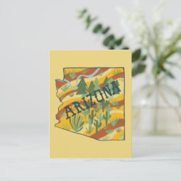 Arizona Illustrated Map Postcard | Zazzle