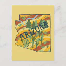 Arizona Illustrated Map Postcard | Zazzle