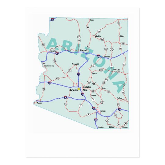 Arizona Interstate Map Postcard | Zazzle.com