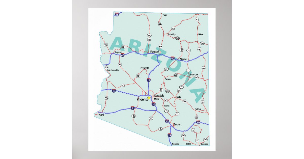 Arizona Interstate Map Print | Zazzle