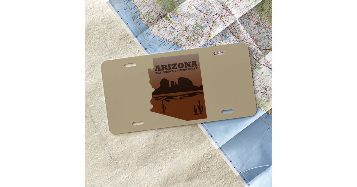 Arizona map Grand Canyon landscape License Plate | Zazzle