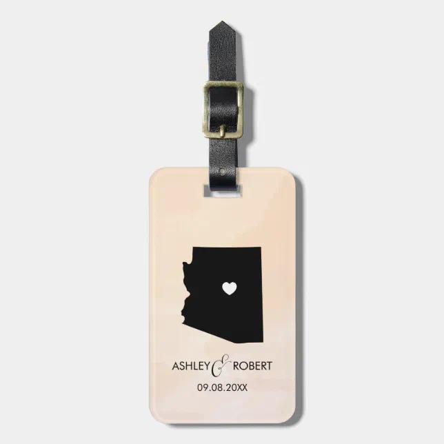 Arizona Map Wedding Luggage Tag with Couple's Name | Zazzle