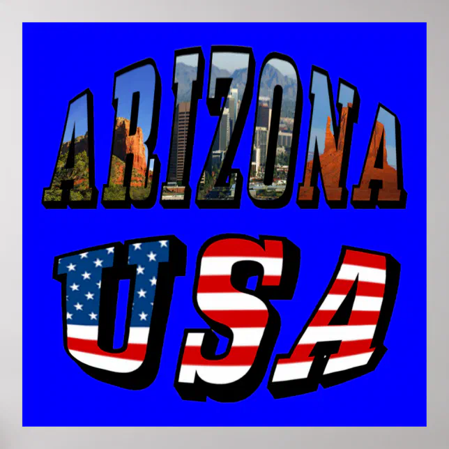 Arizona Picture and USA Flag Text Poster | Zazzle