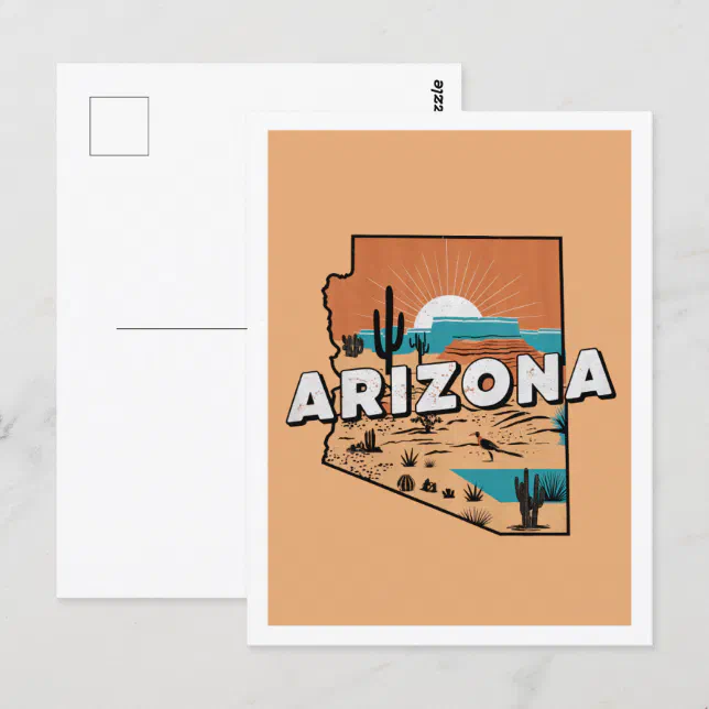 Arizona Retro Travel Design Iconic US States Postcard | Zazzle