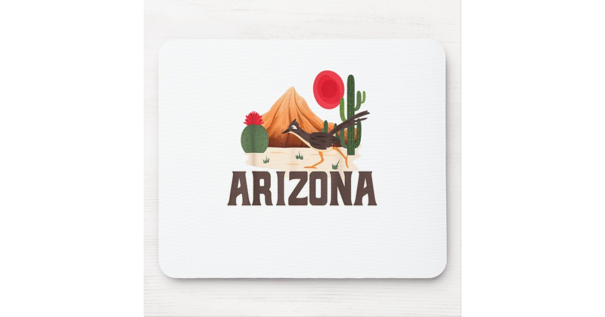 Arizona Roadrunner Retro Boho Desert Cactus Mouse Pad | Zazzle