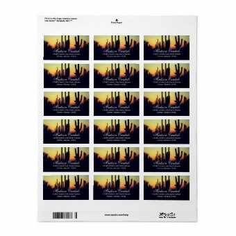 Arizona Saguaro Cactus Sunset Address Labels | Zazzle