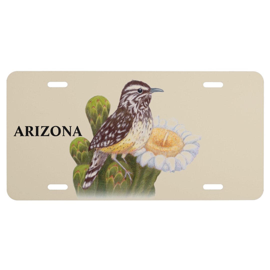 Arizona State Bird Cactus Wren License Plate | Zazzle