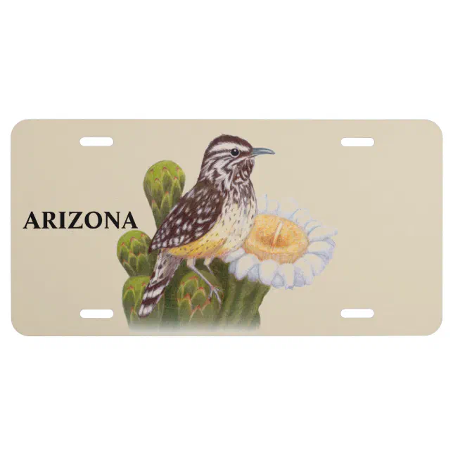 Arizona State Bird Cactus Wren License Plate | Zazzle