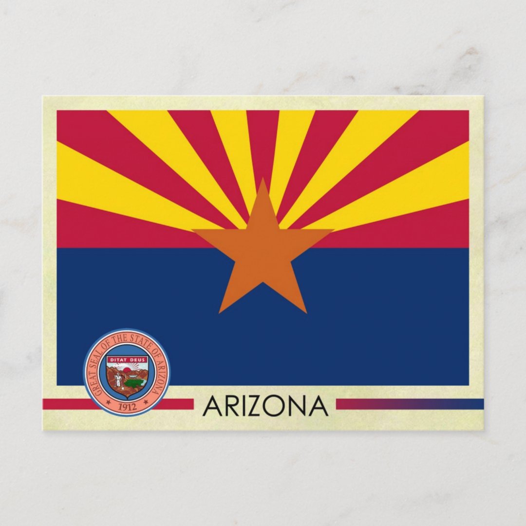 Arizona State Flag and Seal Postcard | Zazzle