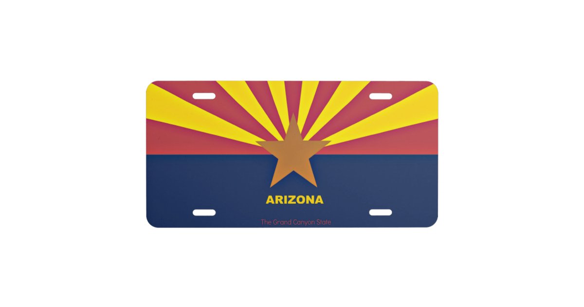 Arizona, state flag license plate | Zazzle