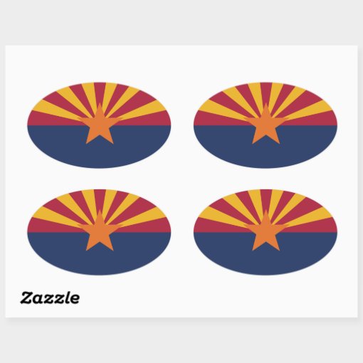 Arizona State Flag Oval Sticker | Zazzle