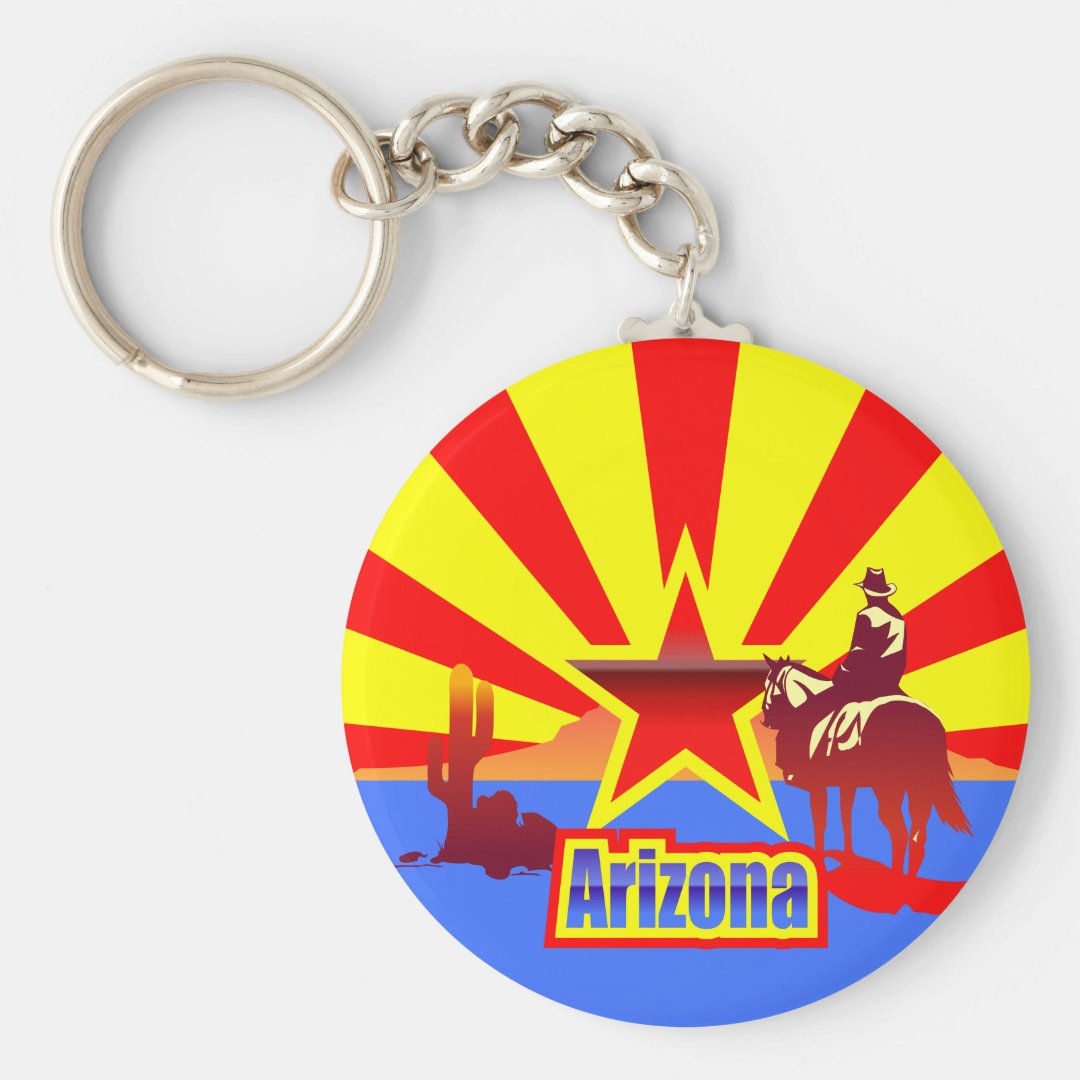Arizona State Flag Vintage Drawing Keychain | Zazzle