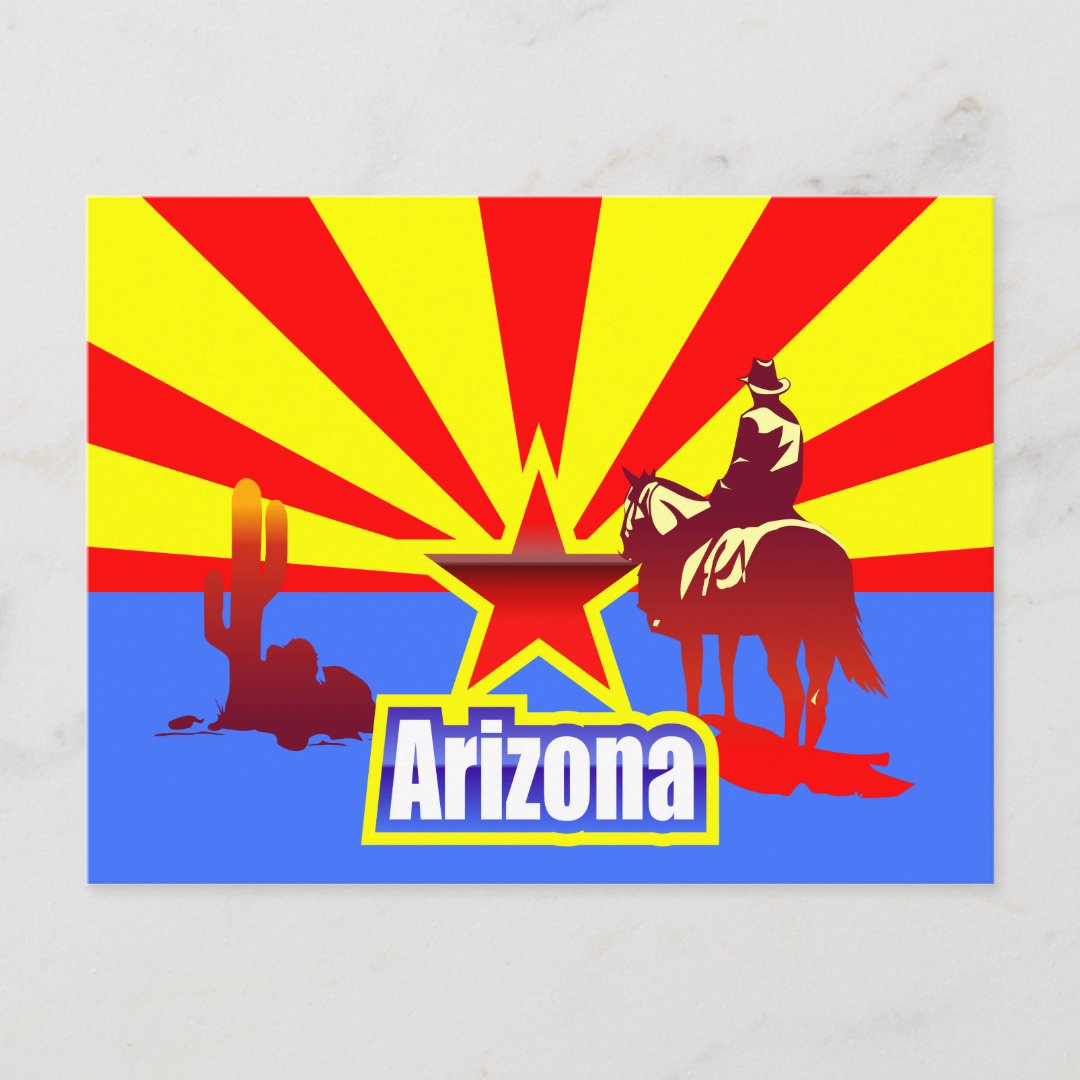 Arizona State Flag Vintage Drawing Postcard | Zazzle