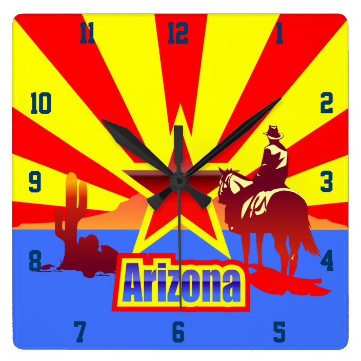Arizona State Flag Vintage Illustration Square Wall Clock | Zazzle