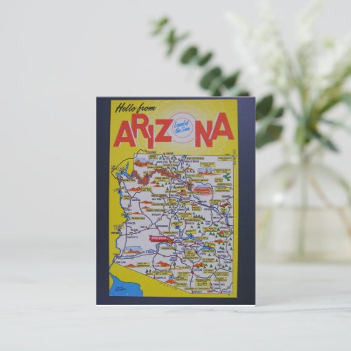 Arizona State Map Postcard | Zazzle