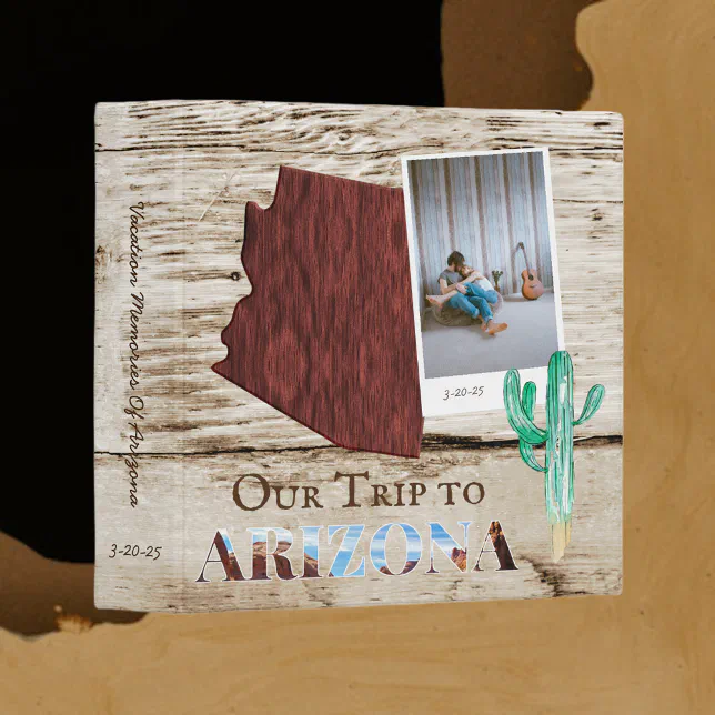 Arizona Vacation Rustic Photo Scrapbook Album 3 Ring Binder | Zazzle